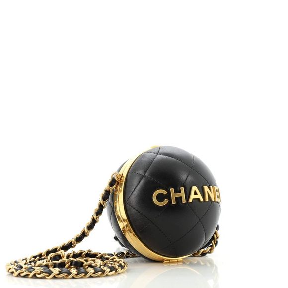 CHANEL | Bags | Chanel 22 Sphere Minaudiere Quilted Lambskin Black ...